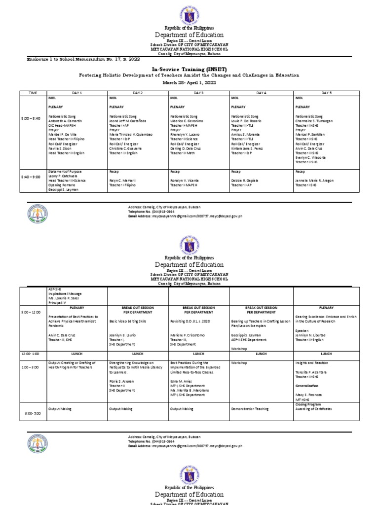 INSET Training for Teacher Development | PDF | Behavior Modification ...