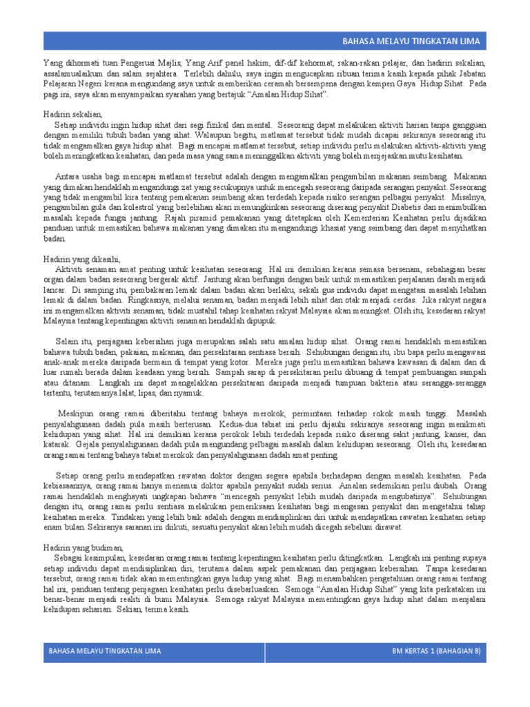 Karangan Ceramah Kesihatan | PDF