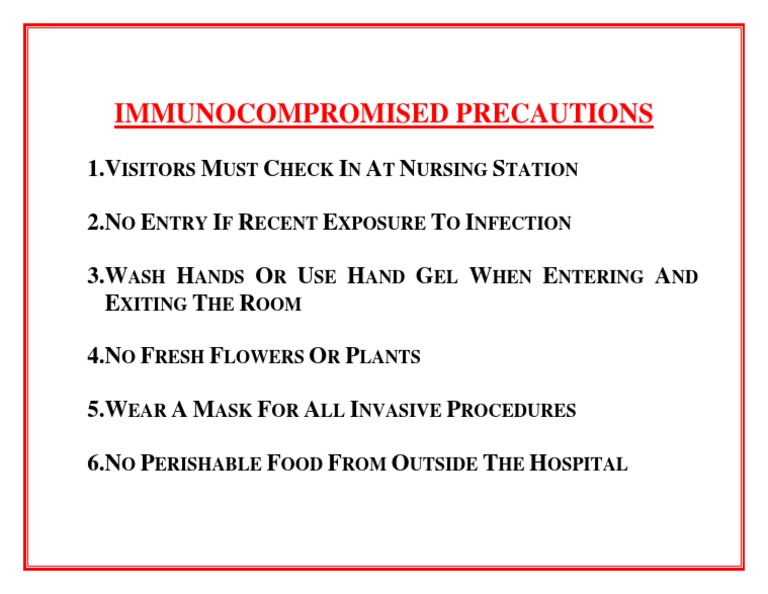 Adult ImmunocompromisedPrecautionsSign | PDF | Wellness