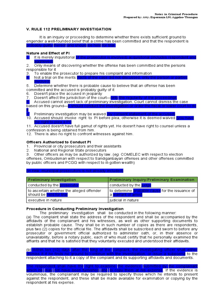 Understanding Preliminary Investigation in Criminal Procedure | PDF ...