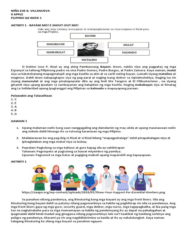 Bayani Makabayan Manunulat Mulat Kalmado | PDF