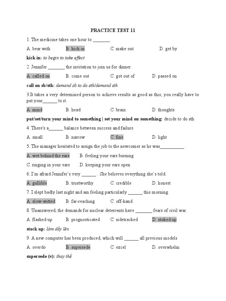 Practice Test 11 | PDF | Language Arts & Discipline