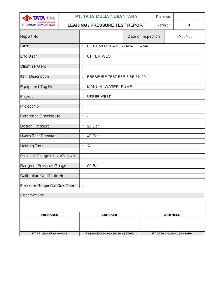 Pressure Test PPR SD PN 20 | PDF | Chemical Engineering | Applied And ...