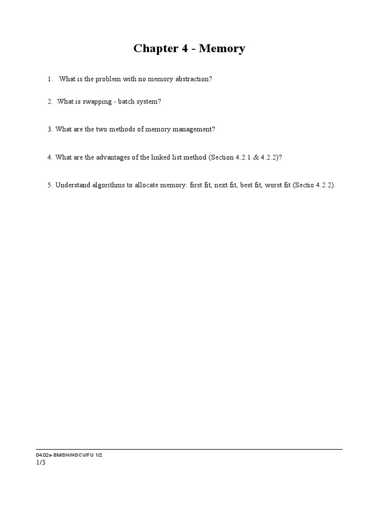Chapter 4 - Memory: 04.02e-BM/DH/HDCV/FU 1/2 | PDF