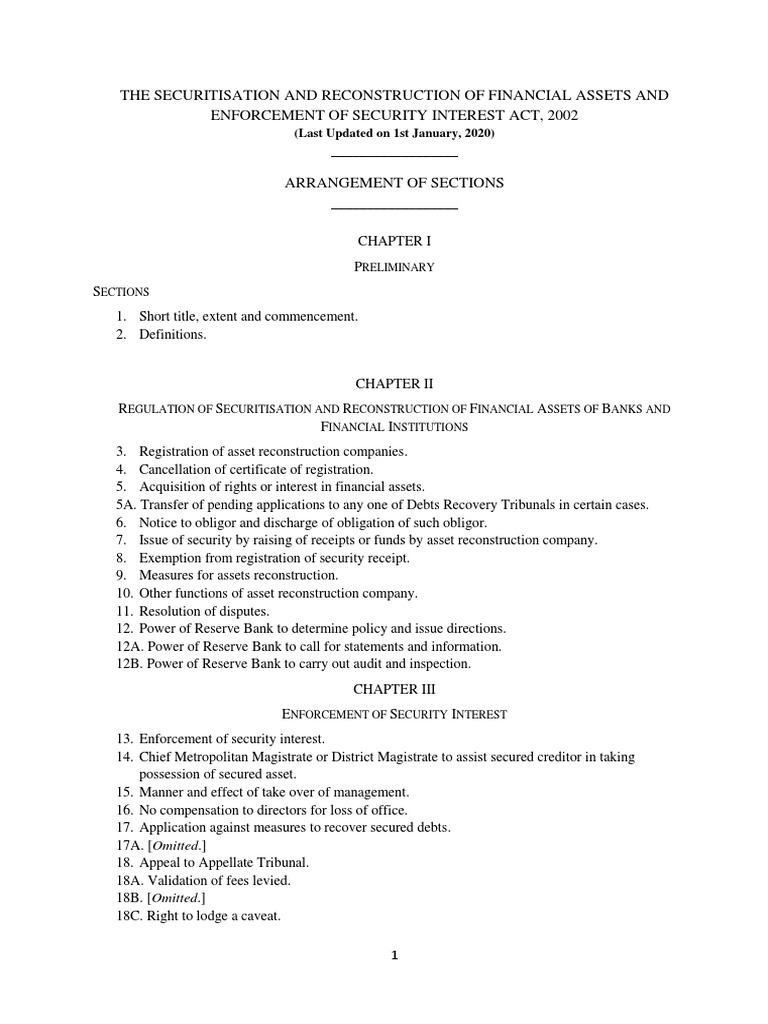 The Securitisation and Reconstruction of Financial Assets and ...