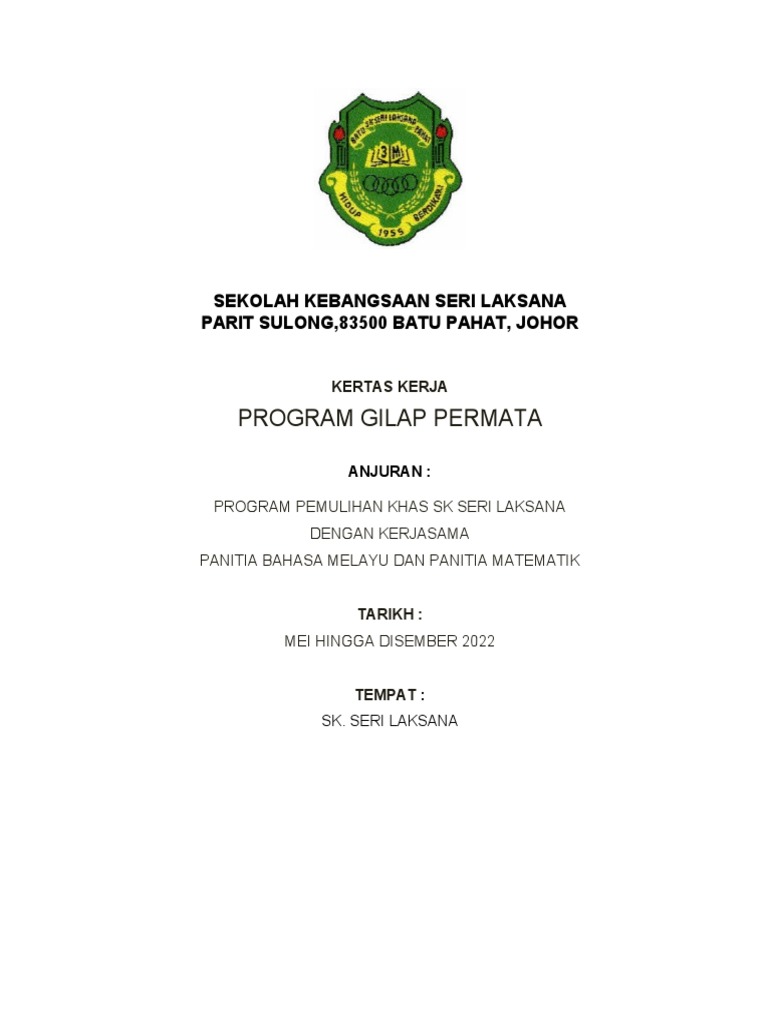 Kertas Kerja Program Gilap Permata | PDF