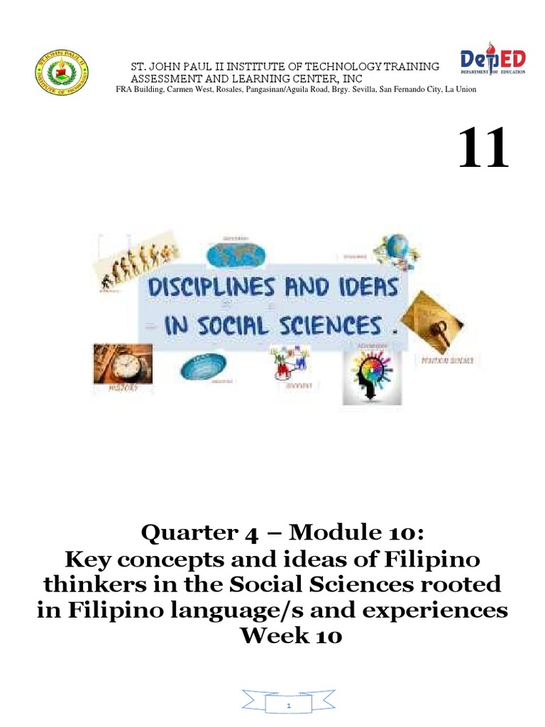 Quarter 4 - Module 10: Key Concepts and Ideas of Filipino Thinkers in ...