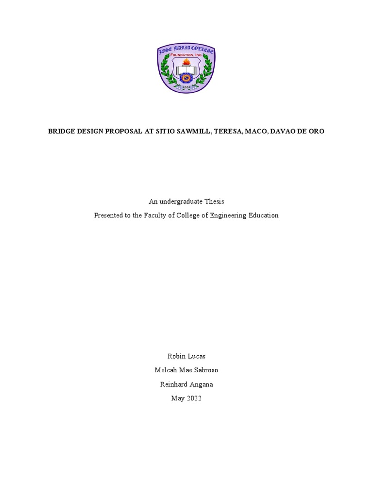 BRIDGE DESIGN PROPOSAL AT SITIO SAWMILL Final | PDF | Bridge | Civil ...