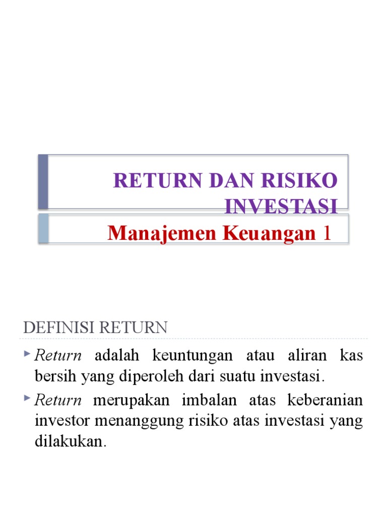 Return Dan Risiko Investasi Edit | PDF