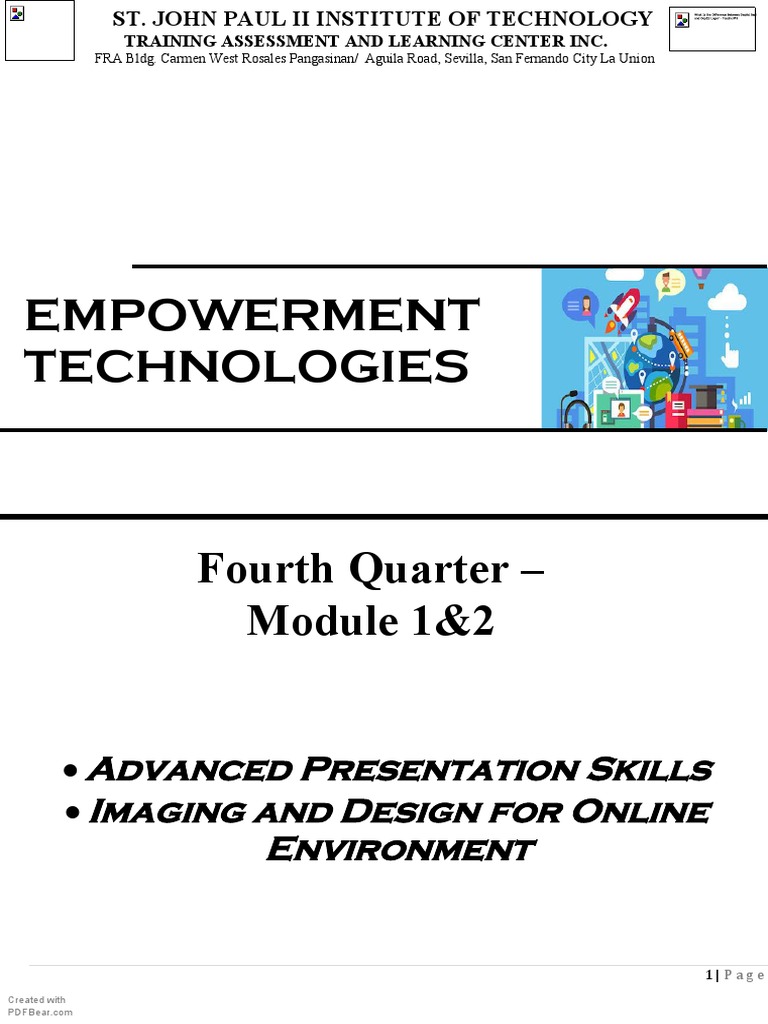 Empowerment Technologies: Fourth Quarter - Module 1&2 | PDF | Image Editing | 3 D Computer Graphics