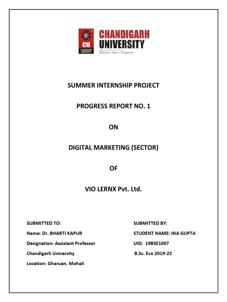 Internship Report Phase I (19BSE1007) | PDF | Internship | Job Hunting