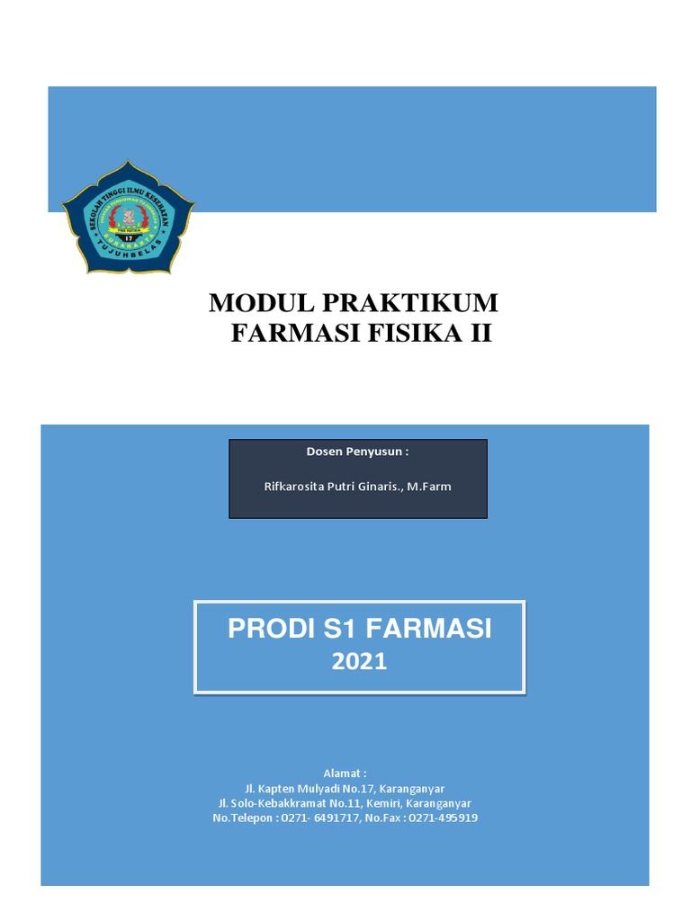 Modul Praktikum Farmasi Fisika II | PDF