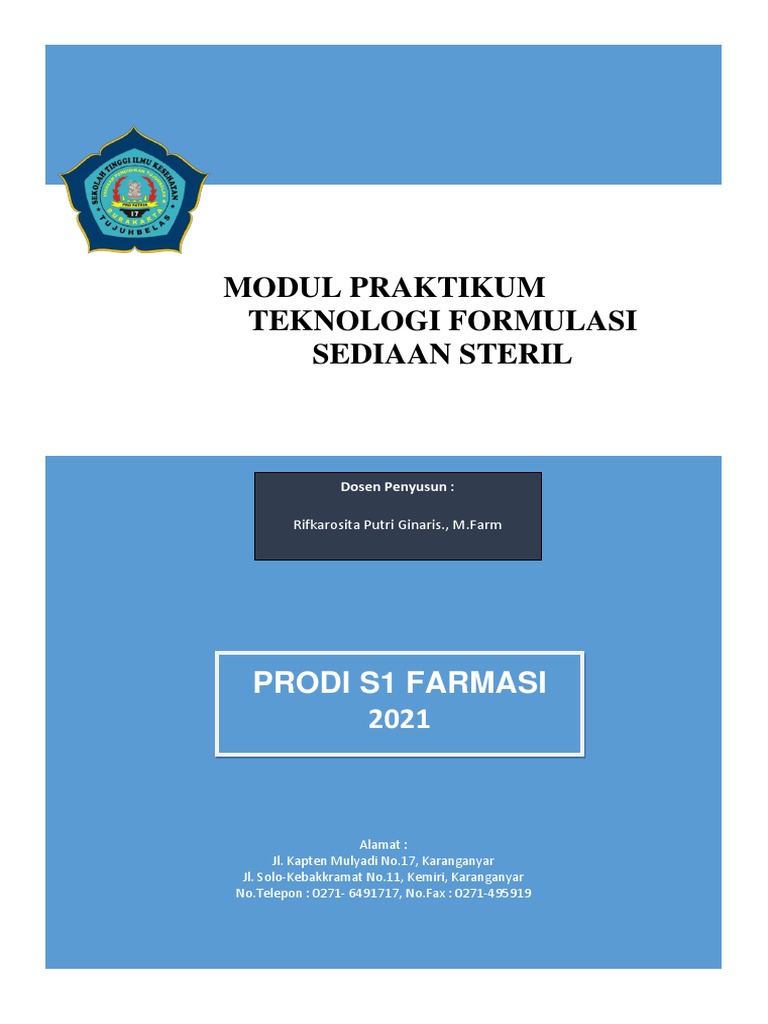 Modul Praktikum Sediaan Steril Farmasi | PDF