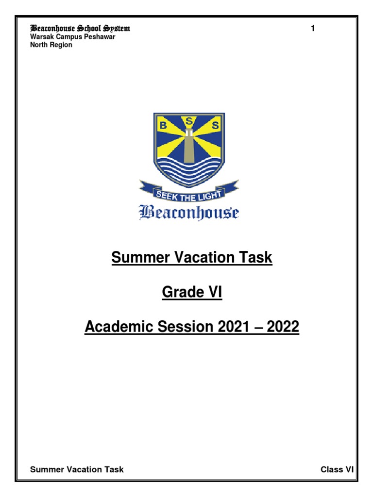 Class VI Summer Vacation Tasks 2025 | PDF | Gases | English Language