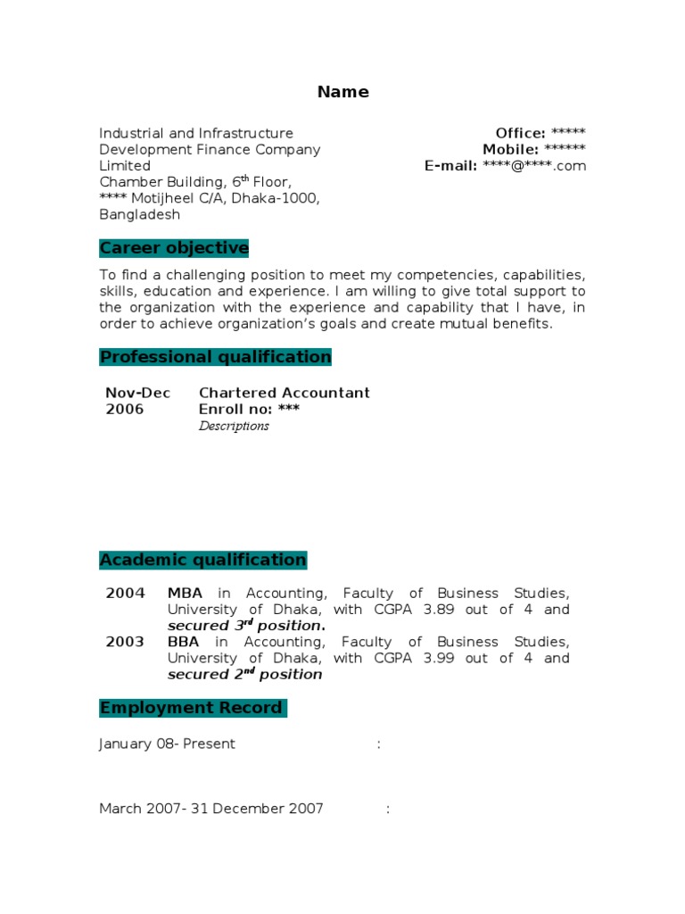 Best CV Format | PDF | Career & Growth