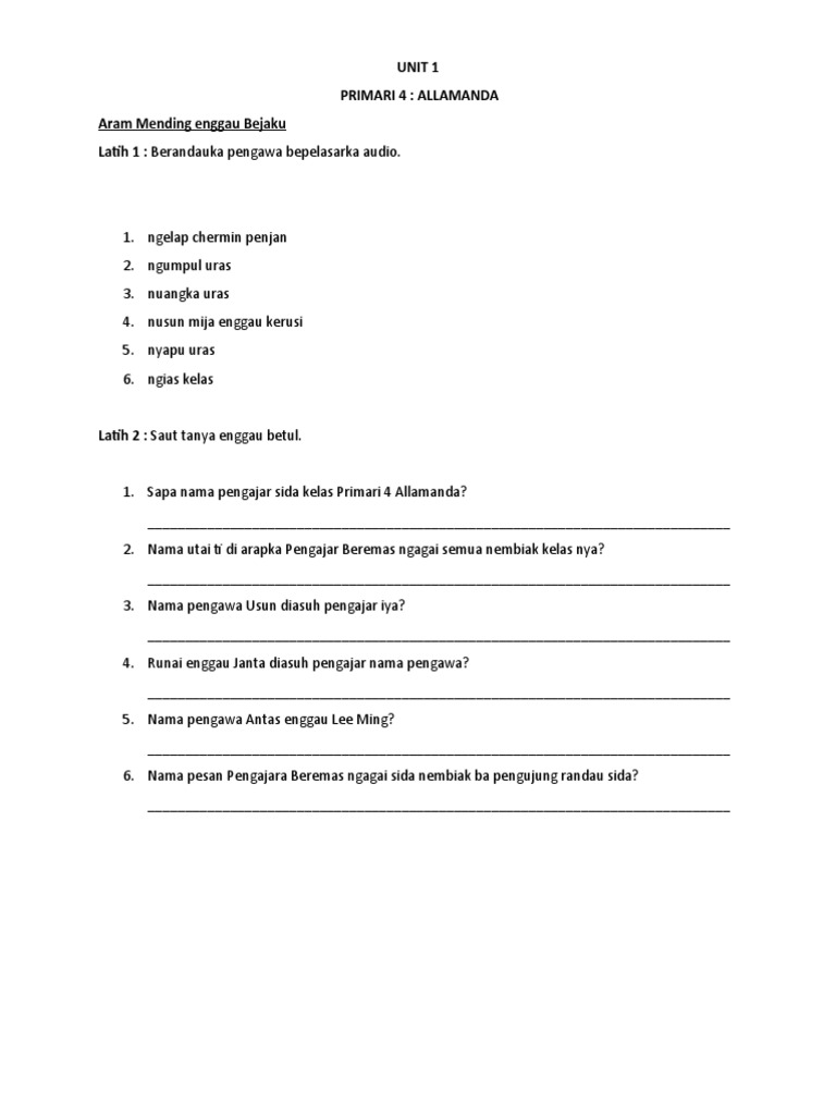 Unit 1 Primary 4 Allamanda | PDF