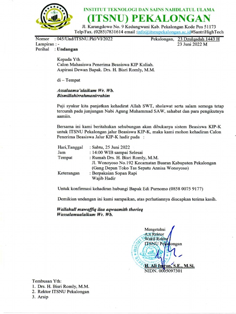 045 Surat Undangan KIP H.Bisri | PDF