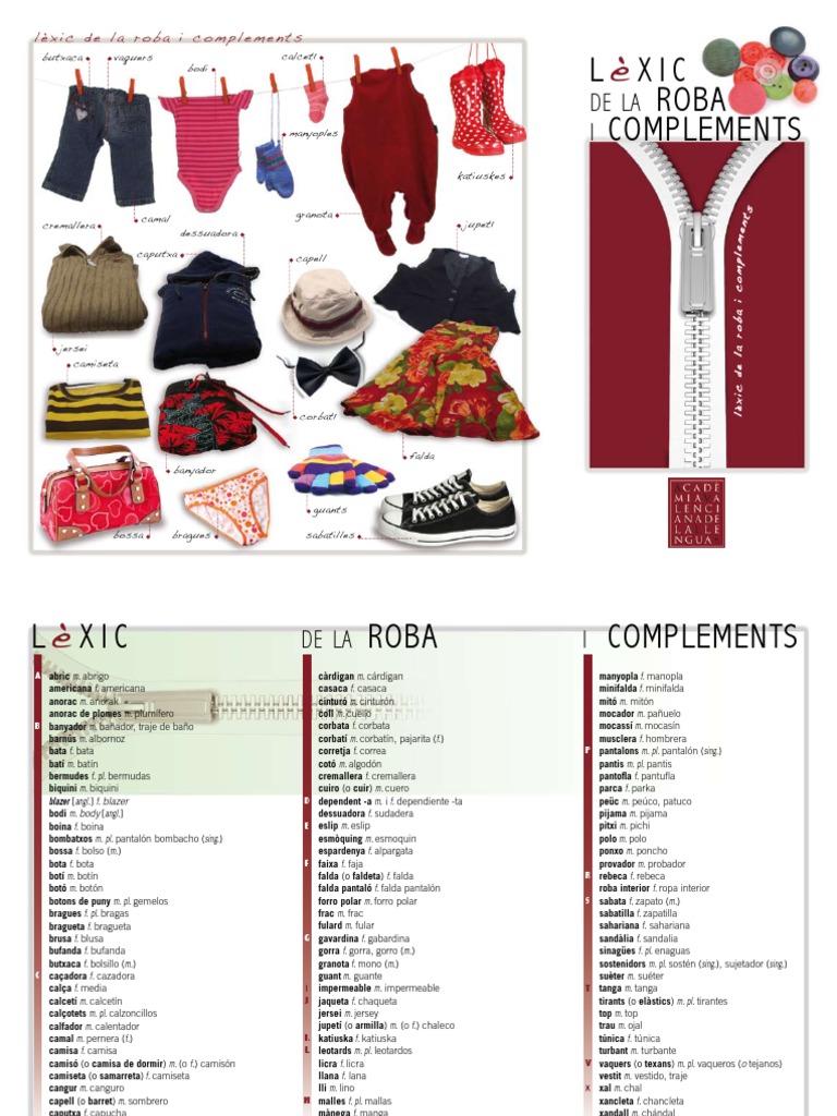 Léxico de ropa y complementos en catalán | PDF | Ropa | Moda
