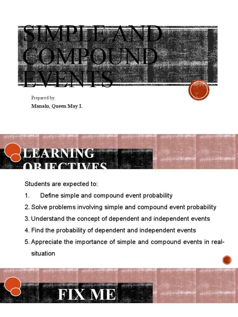 Simple and Compound Events: Manalo, Queen May I | PDF | Probability ...