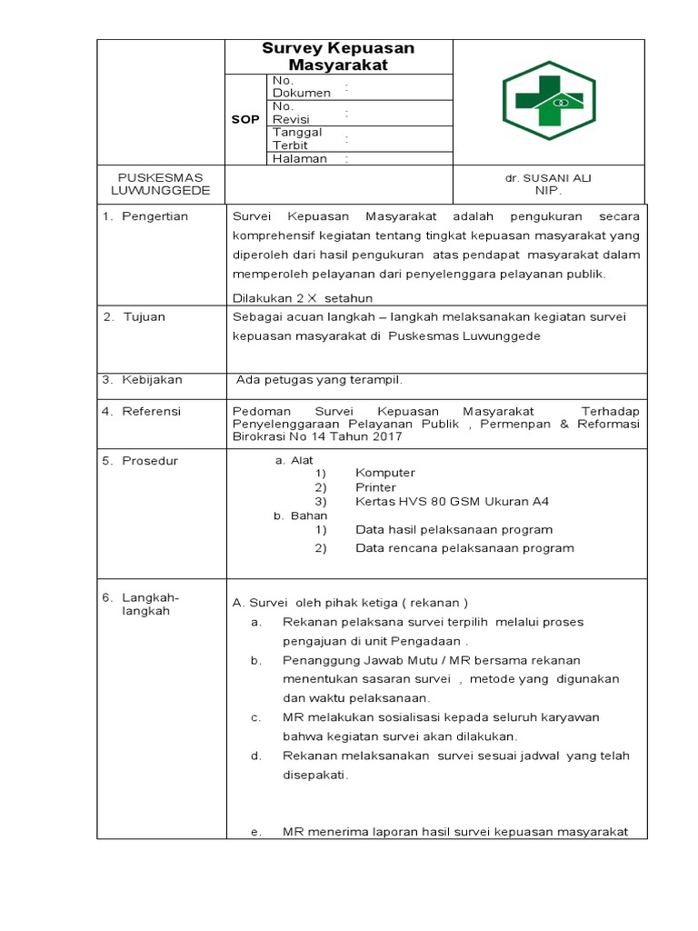 SOP Survey Kepuasan Masyarakat | PDF