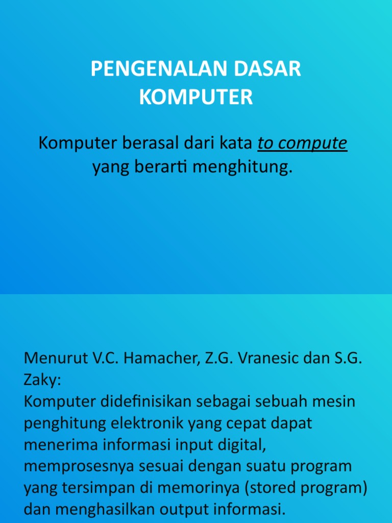 Pengenalan Dasar Komputer | PDF