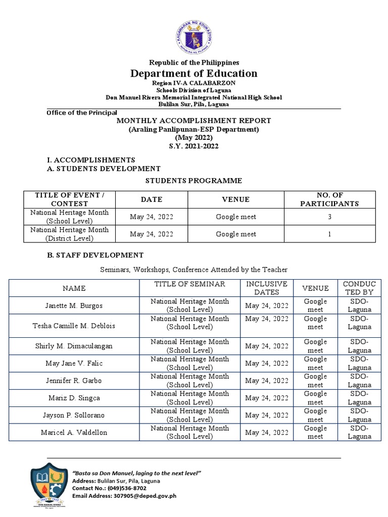 Department of Education: "Basta Sa Don Manuel, Laging To The Next Level ...