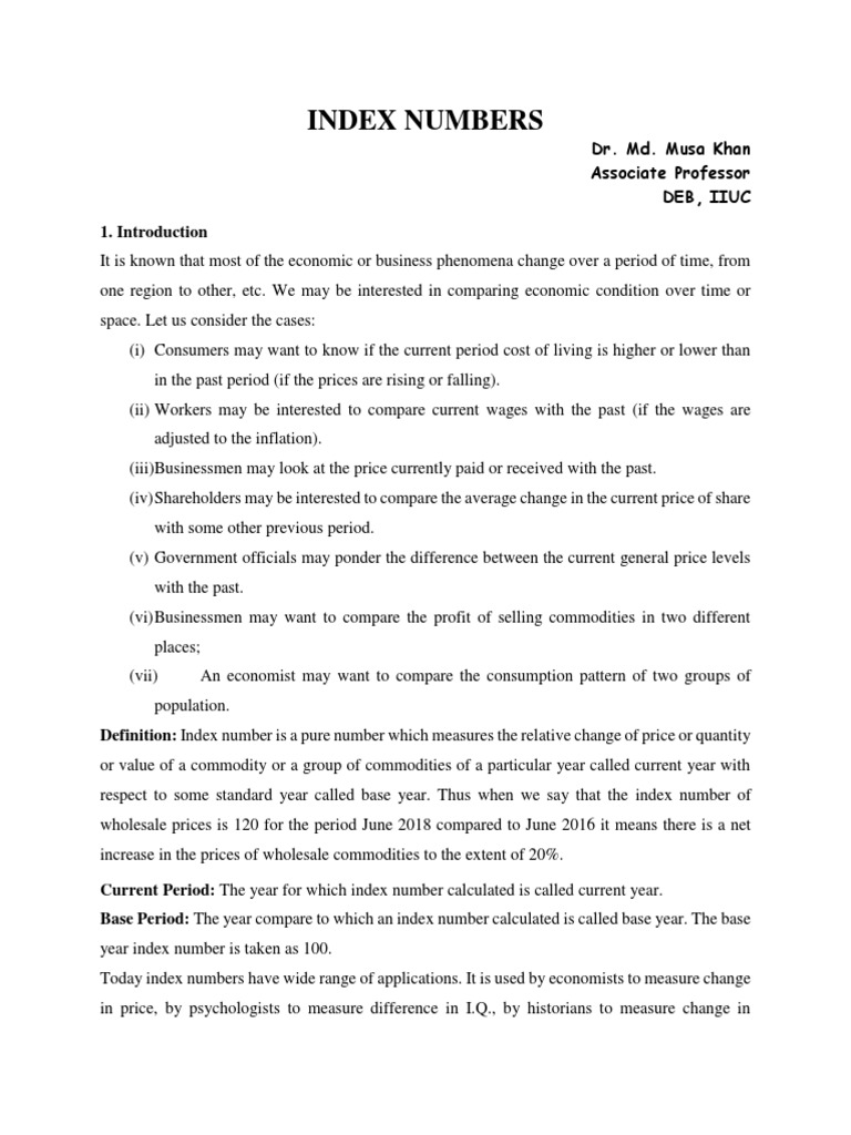 01 Index Number (Upgrated) | PDF | Index (Economics) | Price Indices