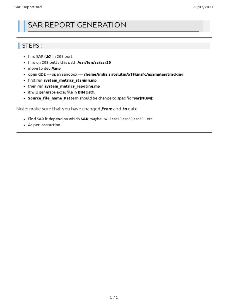 Sar Report | PDF