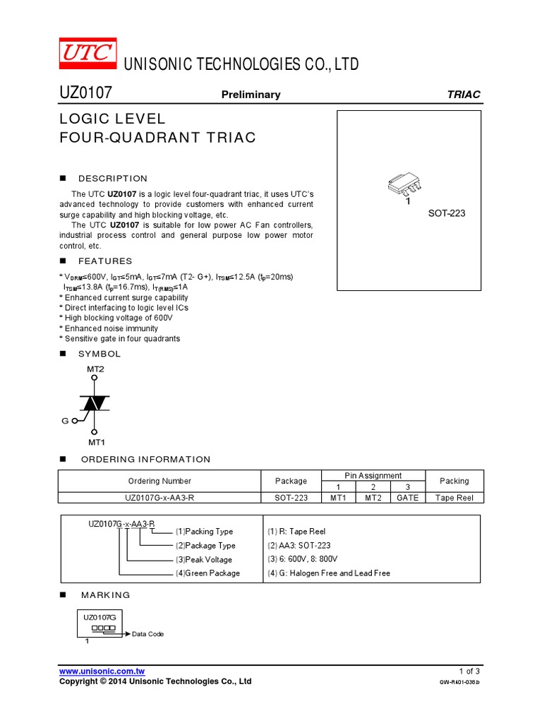 Datasheet - PDF 2 Triac | PDF | Electrical Equipment | Electrical ...
