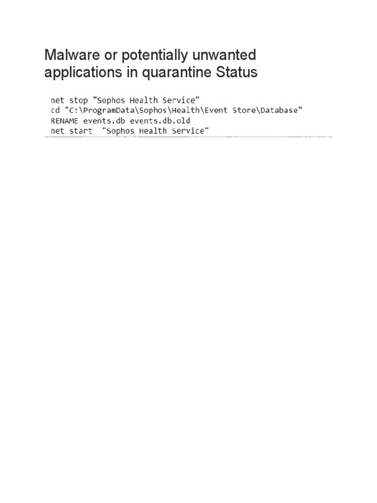 Malware or Potentially Unwanted Applications in Quarantine Status | PDF