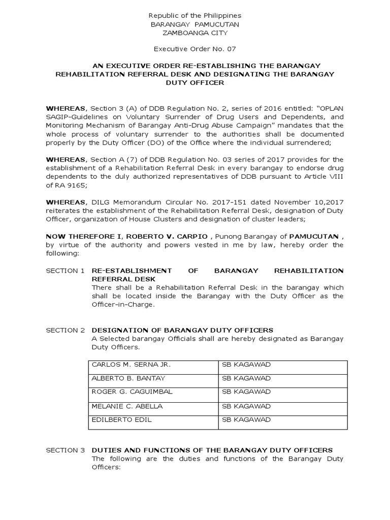 Eo House Clusters and Duty Officer | PDF | Justice | Crime & Violence