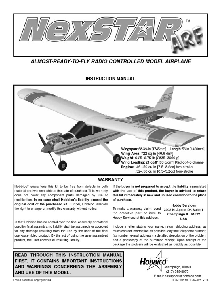 Hobbico ARF Trainer | PDF | Aircraft | Manufactured Goods