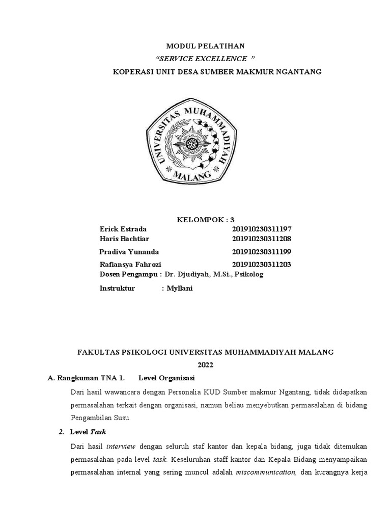 Kelompok 11 - Modul Pelatihan Service Excellence | PDF