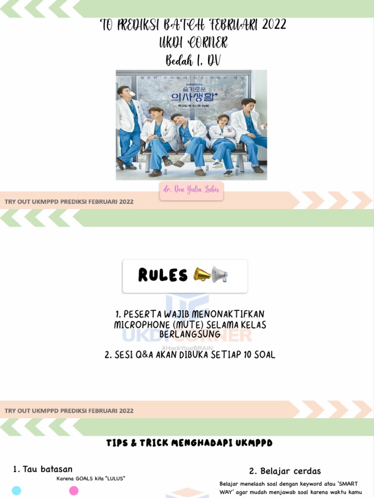 To Prediksi Batch Februari 2022 Ukdi Corner Bedah I, DV: Dr. Dea Yulia Lubis | PDF