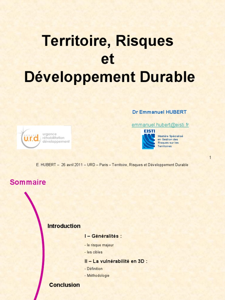 Territoire Risques Et Developpement Durable - E - Hubert EISTI | PDF | Risque | Développement ...