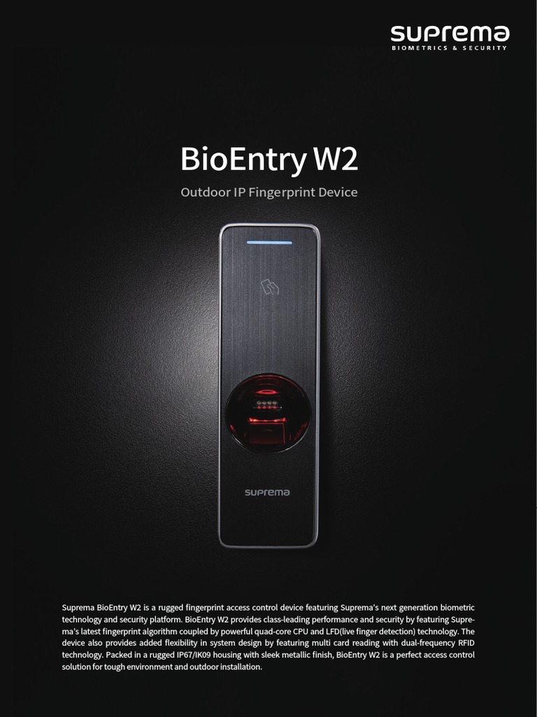 Bioentry W2: Outdoor Ip Fingerprint Device | PDF | Fingerprint ...