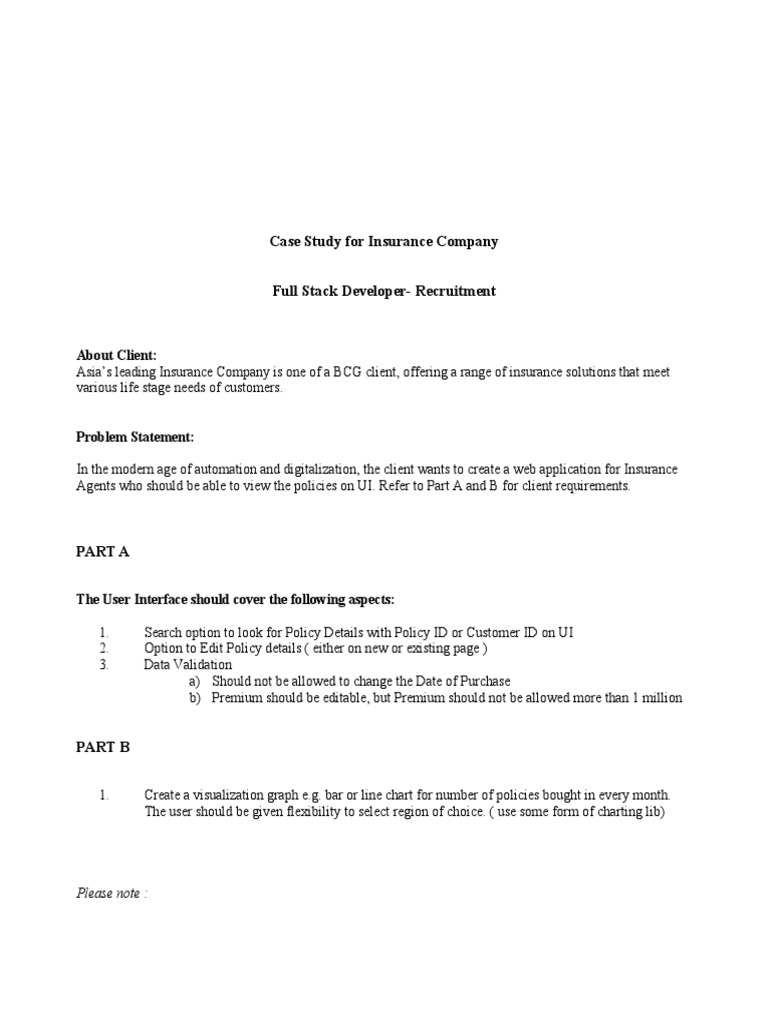 Case Study 1 - Insurance Client | PDF