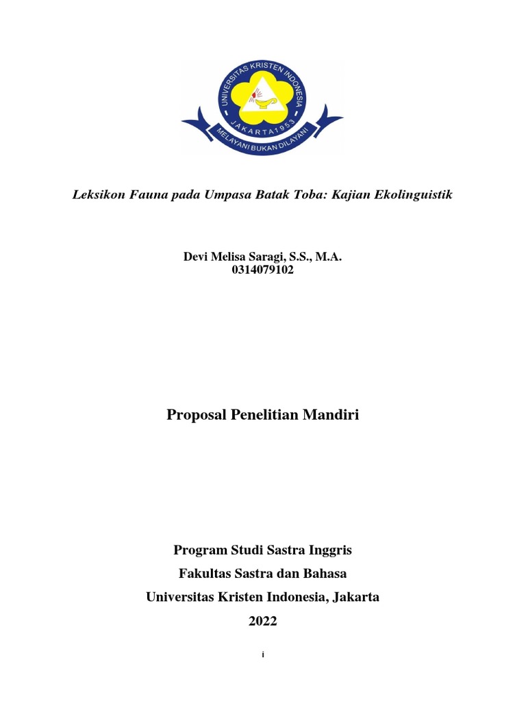 Proposal Penelitian Mandiri - Devi Melisa Saragi | PDF