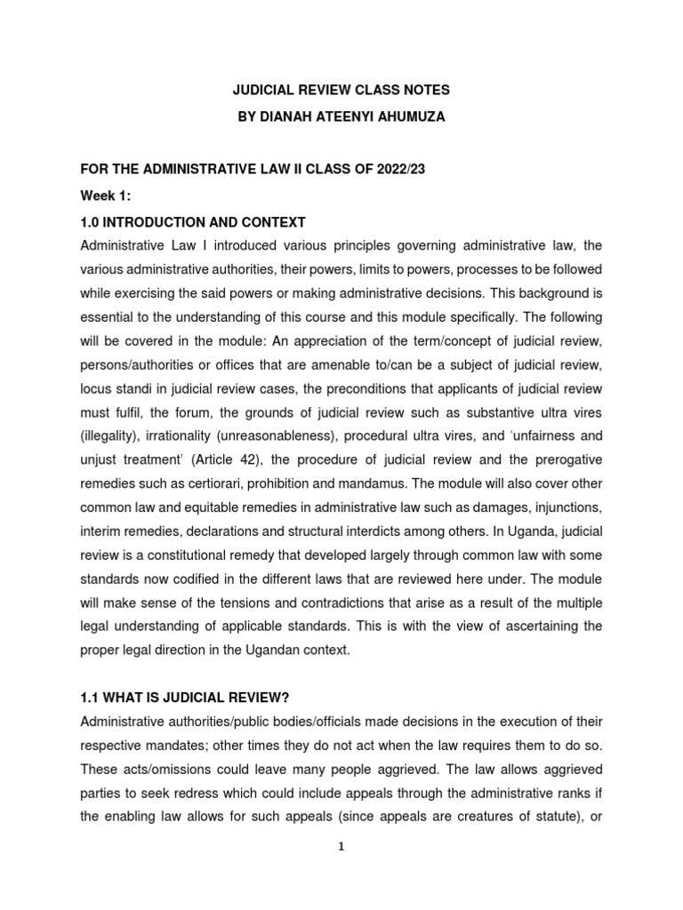Judicial Review Class Notes | PDF | Standing (Law) | Judicial Review