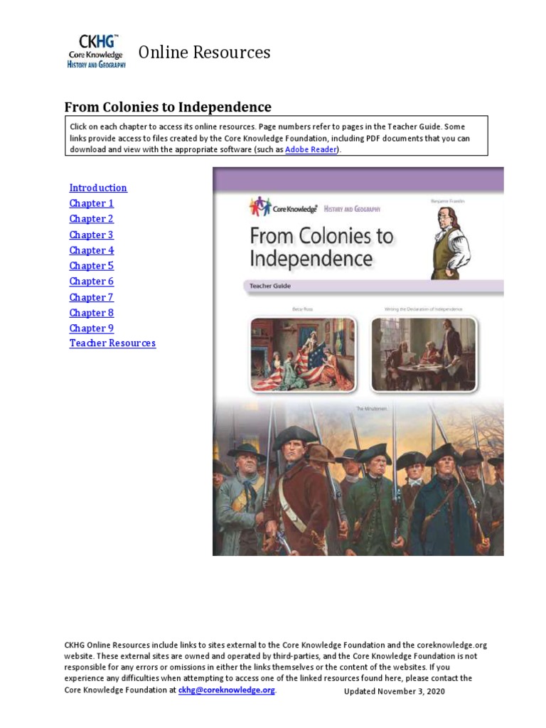 Online Resources: From Colonies To Independence | PDF