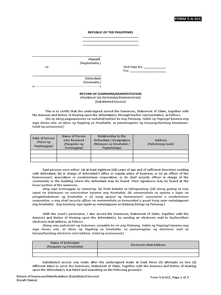 Republic of The Philippines: Form 5-A-Scc | Download Free PDF | Public ...