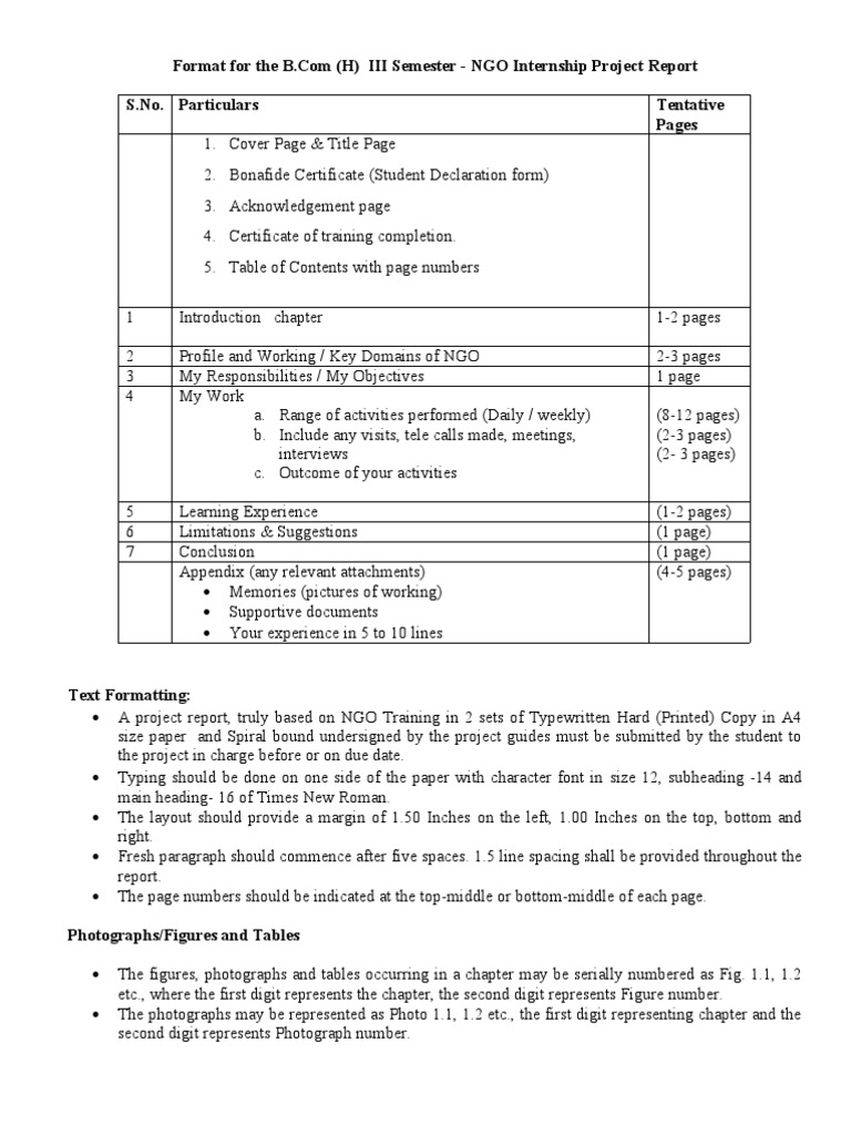 NGO INTERNSHIP Report Format B.Com H | PDF | Cognition