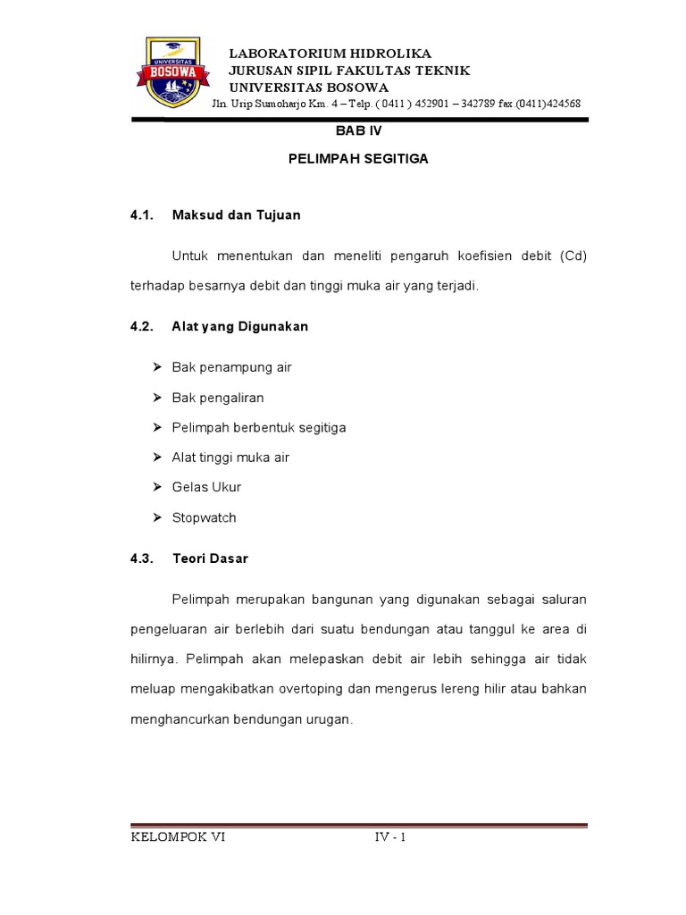 Bab 4 Pelimpah Segitiga | PDF