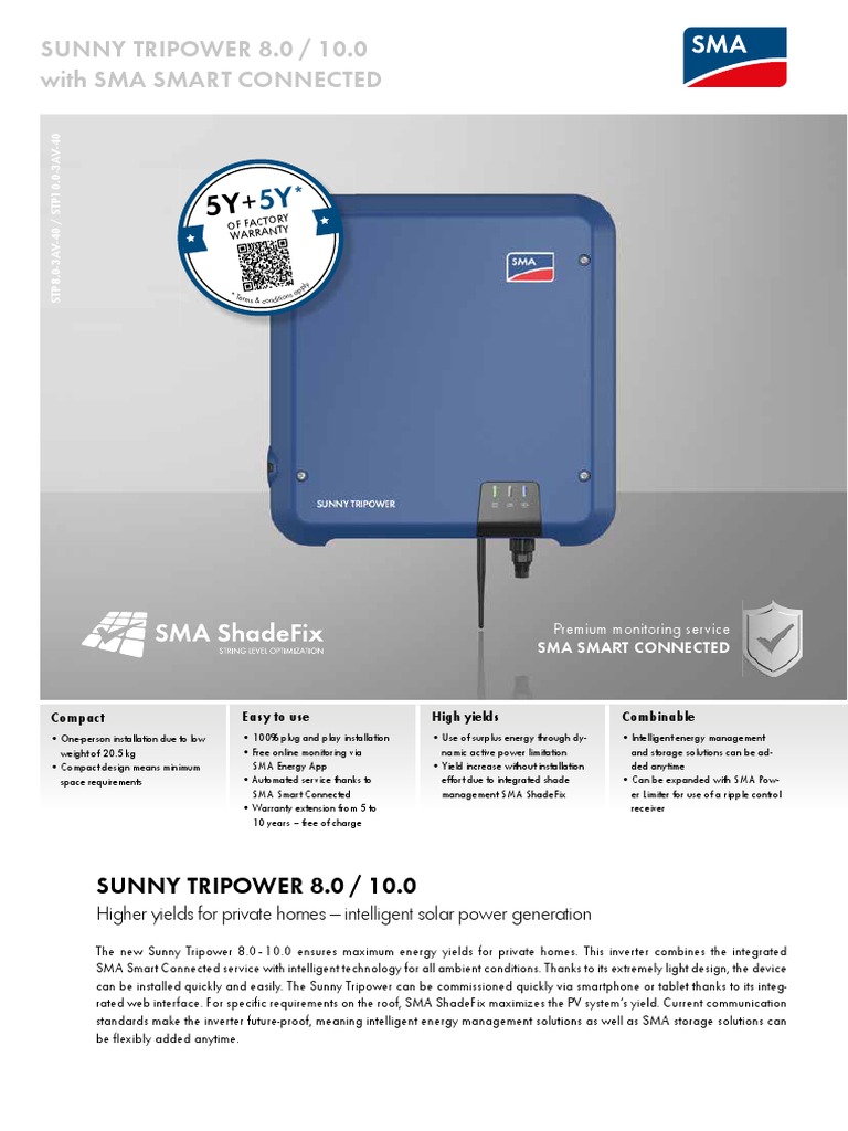 SMA - Sunny Tripower 8.0 - 10.0 - Inverters - Data Sheet | PDF | Photovoltaic System | Power ...