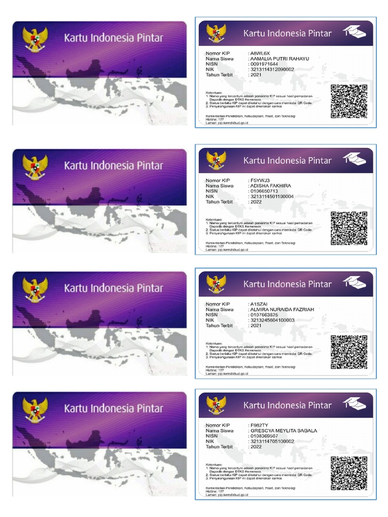 Cetak Kartu KIP Digital Depan Belakang - Susulan Kelas 6 | PDF