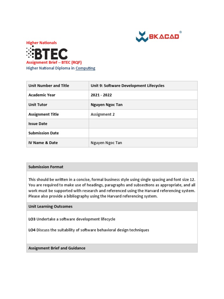 Higher Nationals: Higher National Diploma in Computing | PDF | Software ...