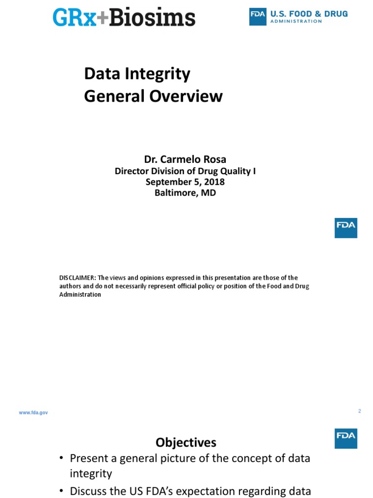 FDA Data Integrity Overview and Guidelines | PDF | Food And Drug ...