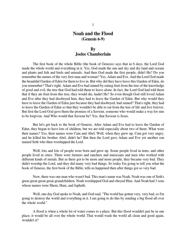 Noah and The Flood: (Genesis 6-9) by Joelee Chamberlain | PDF | Noah's ...