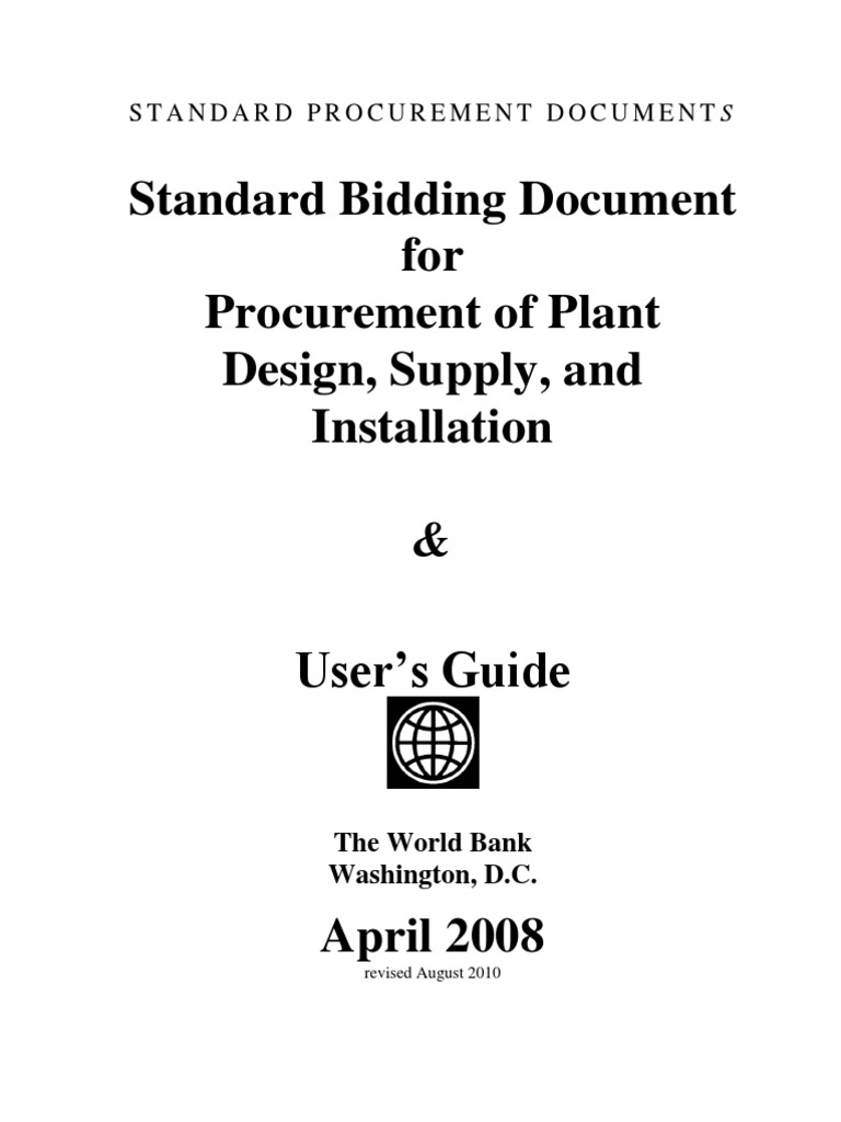Standard Bidding Document For Procurement of Plant Design, Supply, and ...