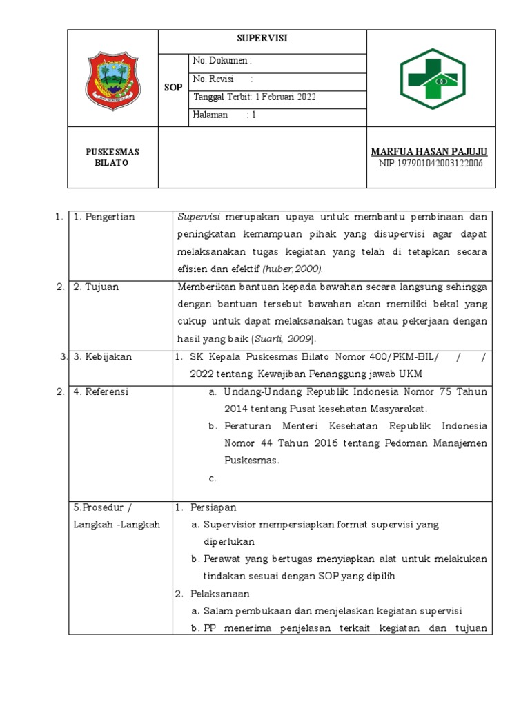 Proses Supervisi di Puskesmas Bilato | PDF